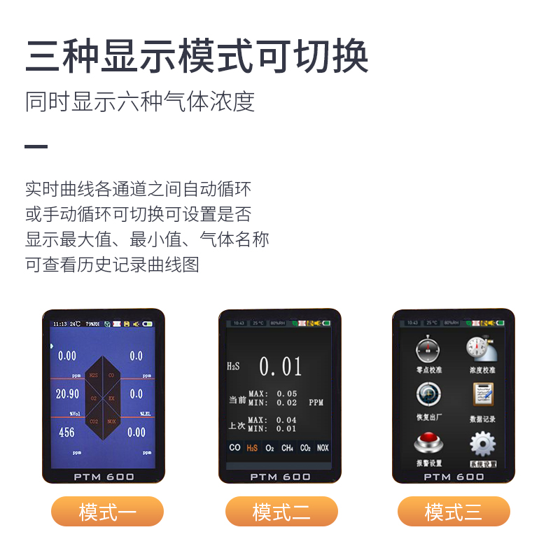 六合一气体分析仪 PTM600S-6(CO、H2S、O2、Ex、CO2、NOX) - 产品展示 - 基恩思精密仪器设备（重庆）有限责任公司